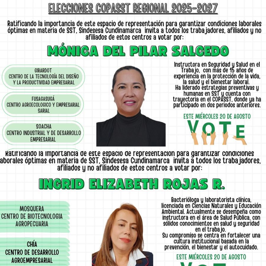 Elecciones COPASST regional 2025 - 2027 - Sindesena
