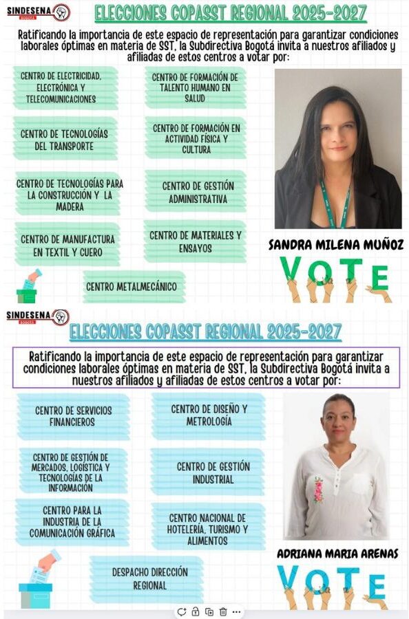 Elecciones al COPASST regional Distrito Capital - Sindesena